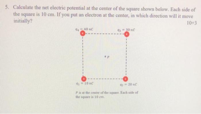 Solved 5. Calculate the net electric potential at the center | Chegg.com