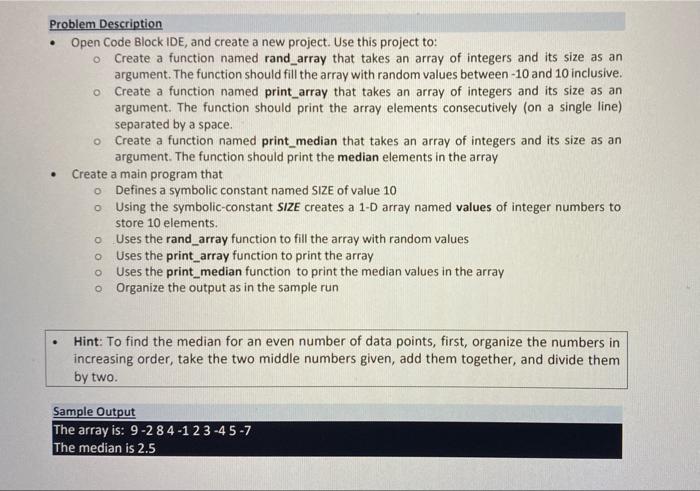 Solved . Problem Description Open Code Block IDE, and create | Chegg.com