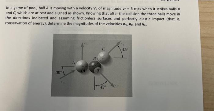 Solved In a game of pool, ball A is moving with a velocity | Chegg.com