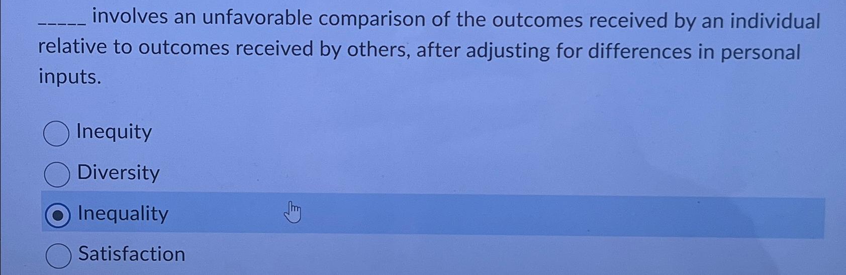 Solved involves an unfavorable comparison of the outcomes | Chegg.com