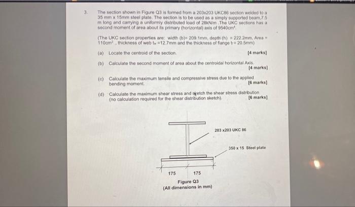 Solved The section shown in Figure 3 is formed from a | Chegg.com