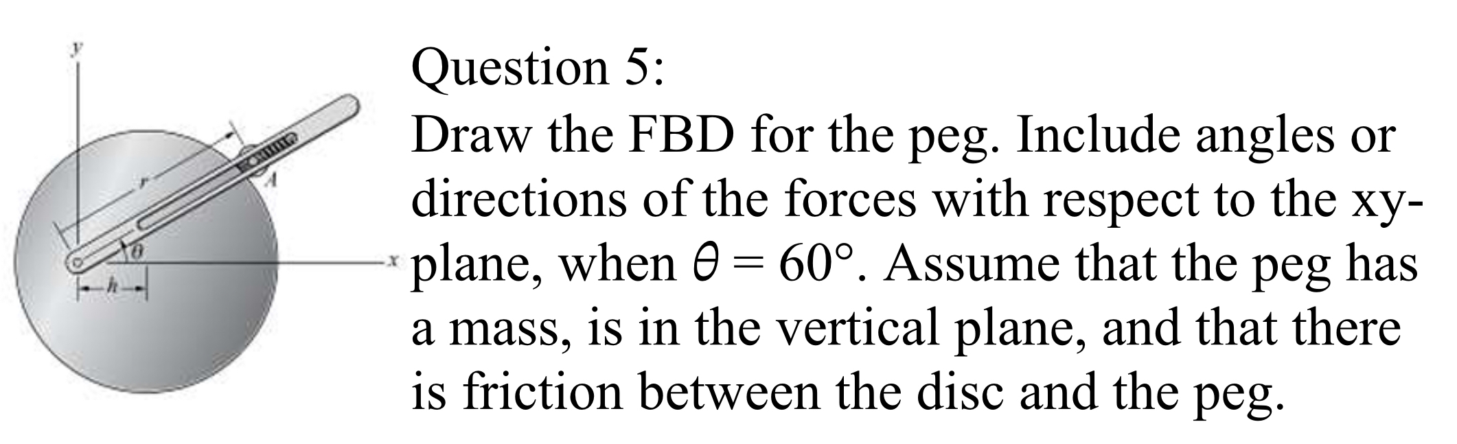 Solved Question 5:Draw the FBD for the peg. Include angles | Chegg.com