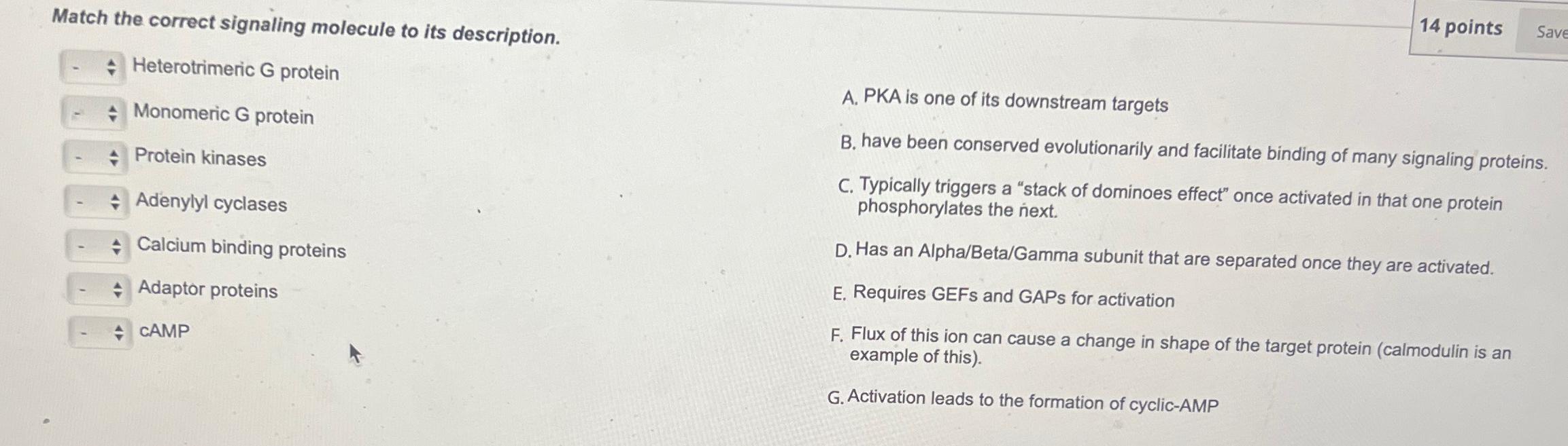 Solved Match the correct signaling molecule to its | Chegg.com