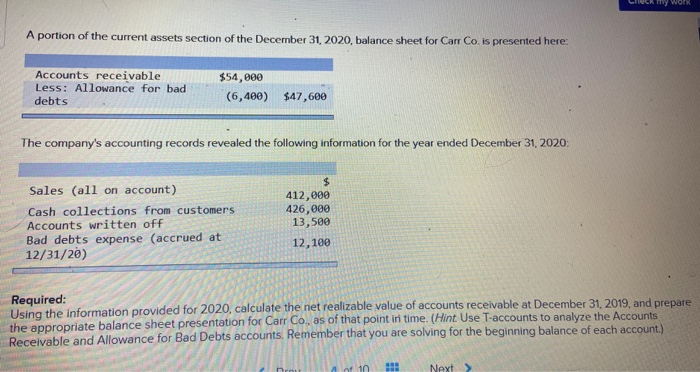 Solved A portion of the current assets section of the | Chegg.com