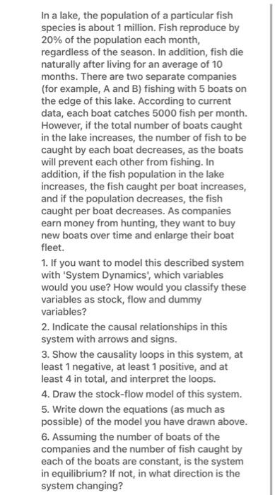 Solved In a lake, the population of a particular fish | Chegg.com