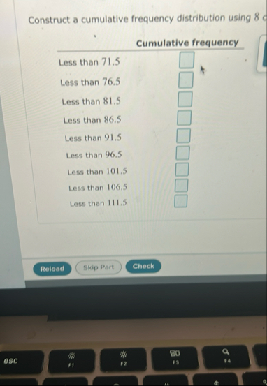 Solved Construct a cumulative frequency distribution using 8 | Chegg.com
