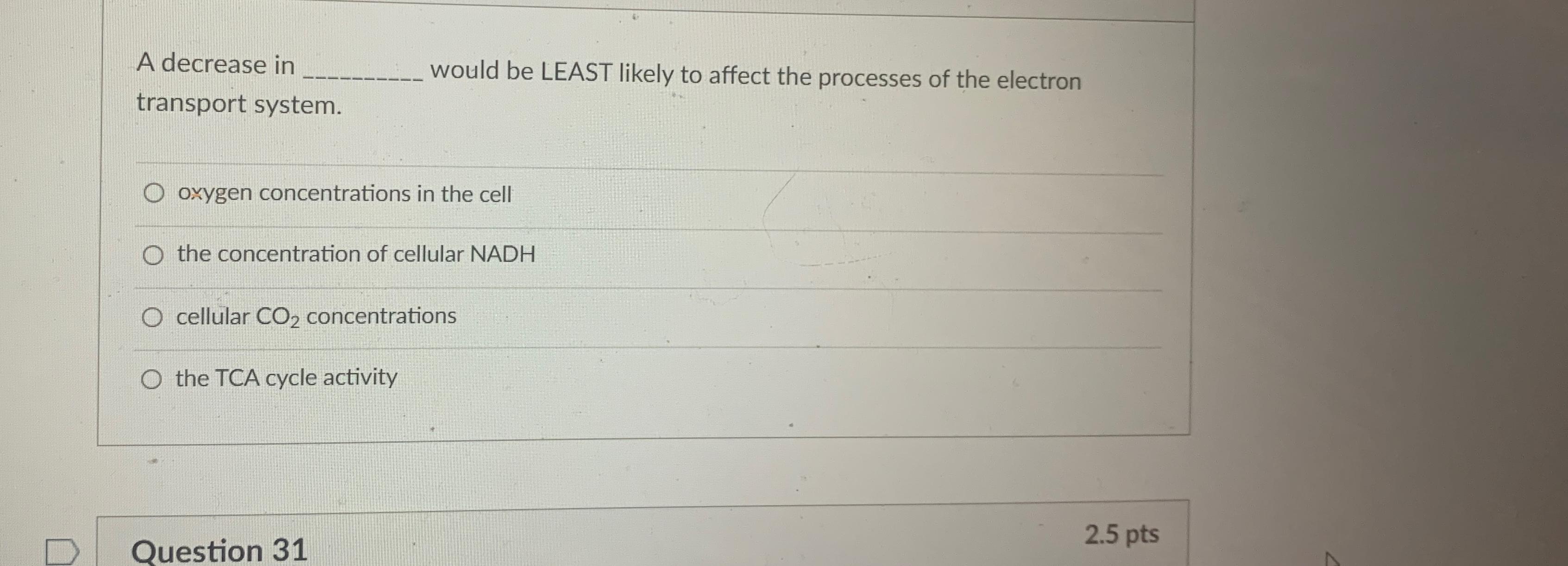 Solved A decrease in would be LEAST likely to affect the | Chegg.com