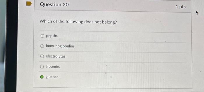 Solved Which of the following does not belong? pepsin. | Chegg.com