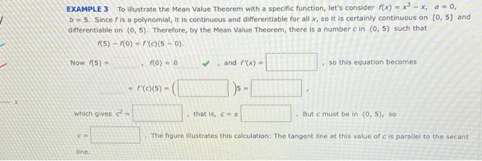 Solved X EXAMPLE 3 To illustrate the Mean Value Theorem with | Chegg.com