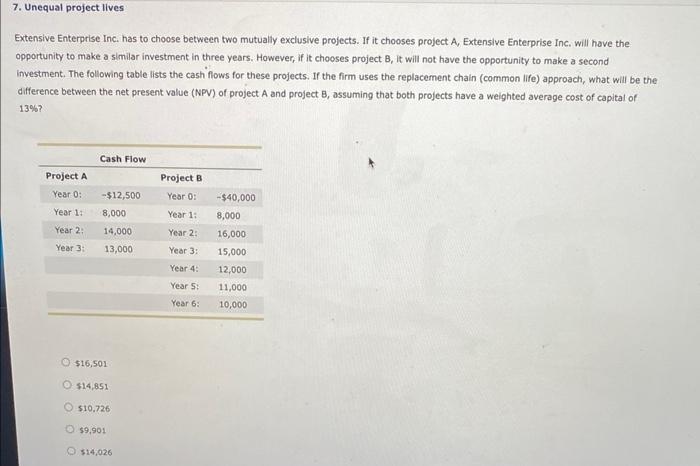 Solved Extensive Enterprise Inc. has to choose between two | Chegg.com