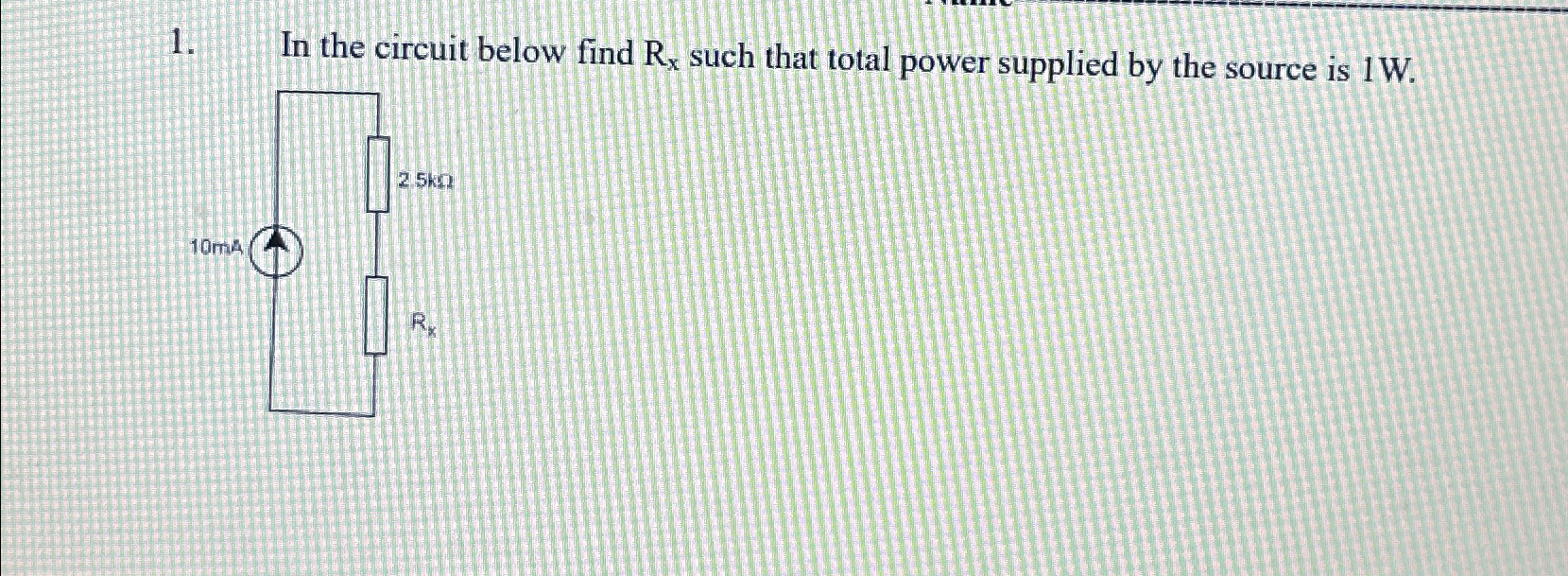 Solved In the circuit below find Rx ﻿such that total power | Chegg.com