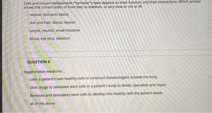 Solved Cells and tissues replacement("turnover") rates | Chegg.com