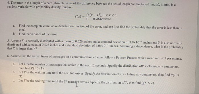 Solved 4. The error in the length of a part (absolute value | Chegg.com