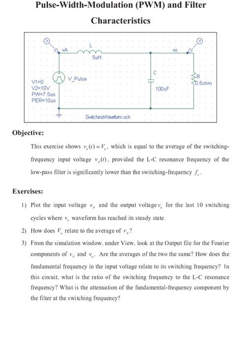 Solved Pulse-width-Modulation (PWM) and Filter | Chegg.com