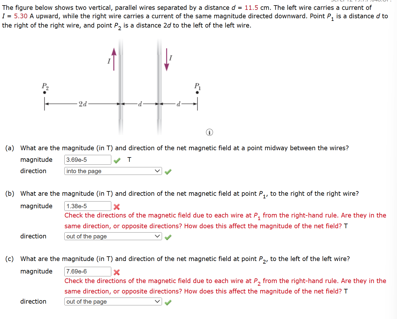 Solved The figure below shows two vertical, parallel wires | Chegg.com