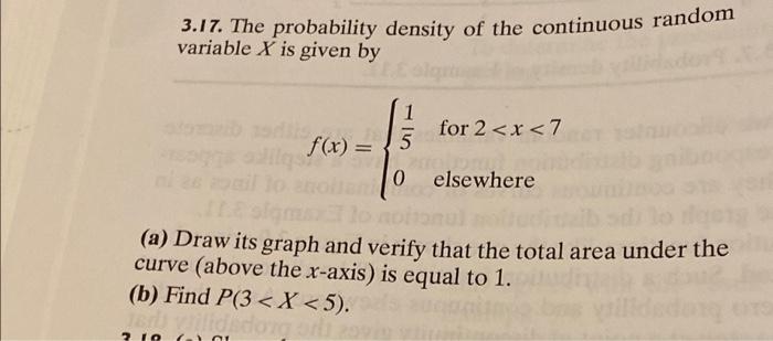 Solved 3.I7. The probability density of the continuous | Chegg.com