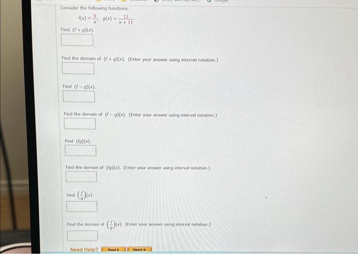 Solved Consider the following functions. f(x)=x9,g(x)=x+1111 | Chegg.com
