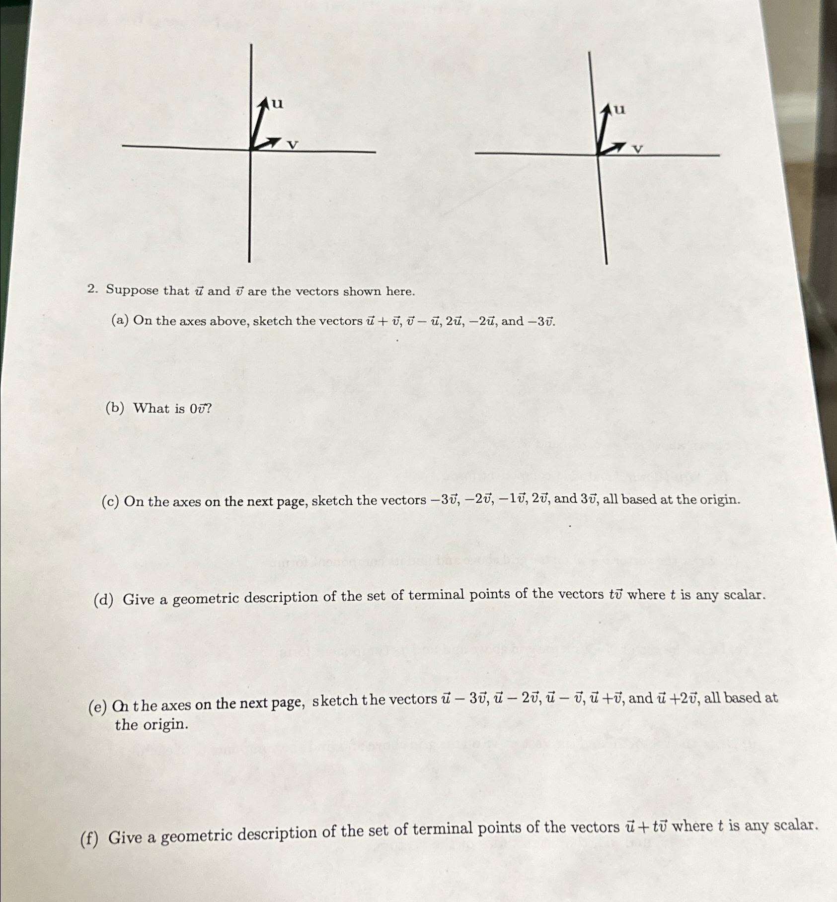 Solved Suppose that vec(u) ﻿and vec(v) ﻿are the vectors | Chegg.com