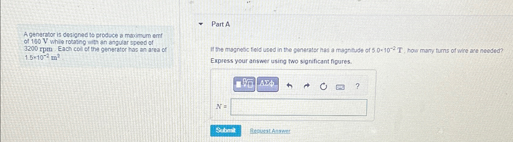 Solved Part AA generator is designed to produce a maximum | Chegg.com