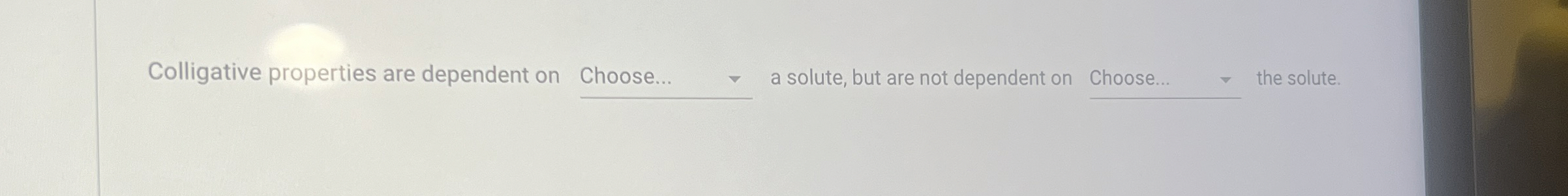 Solved Colligative properties are dependent ona solute, but | Chegg.com