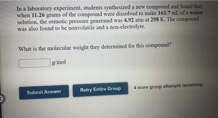 Solved In a laboratory experiment, students synthesized a | Chegg.com