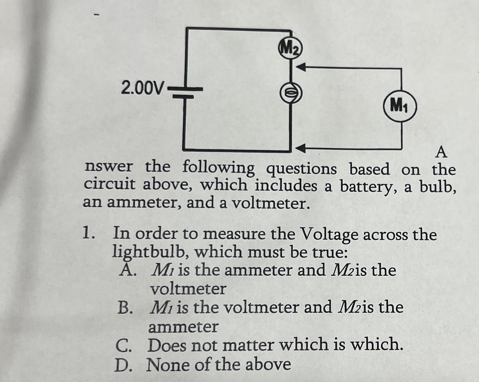 nswer the following questions based on the circuit | Chegg.com