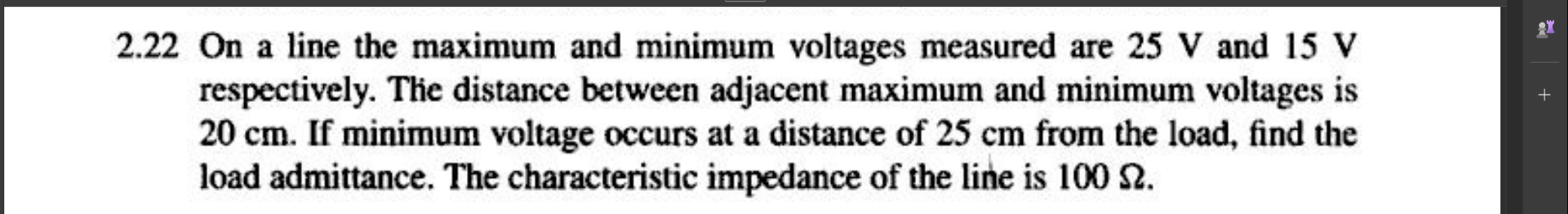 2.22 ﻿On a line the maximum and minimum voltages | Chegg.com