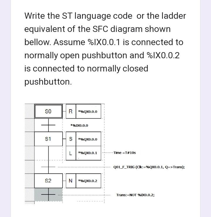 Solved Write the ST language code or the ladder equivalent | Chegg.com
