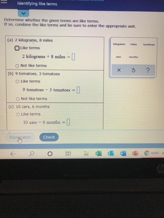 Solved Identifying like terms Determine whether the given | Chegg.com