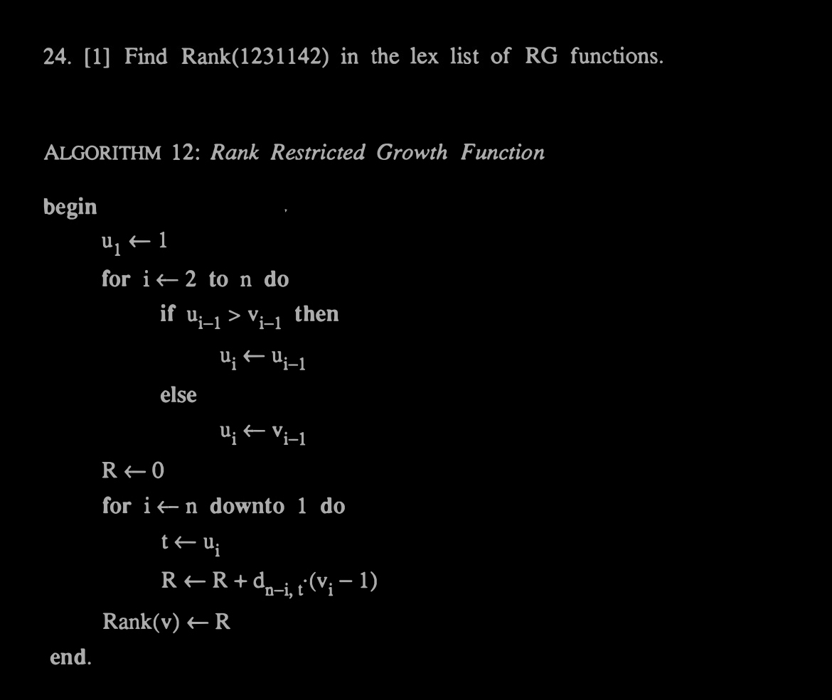 Solved [1] ﻿Find Rank(1231142) ﻿in the lex list of RG | Chegg.com