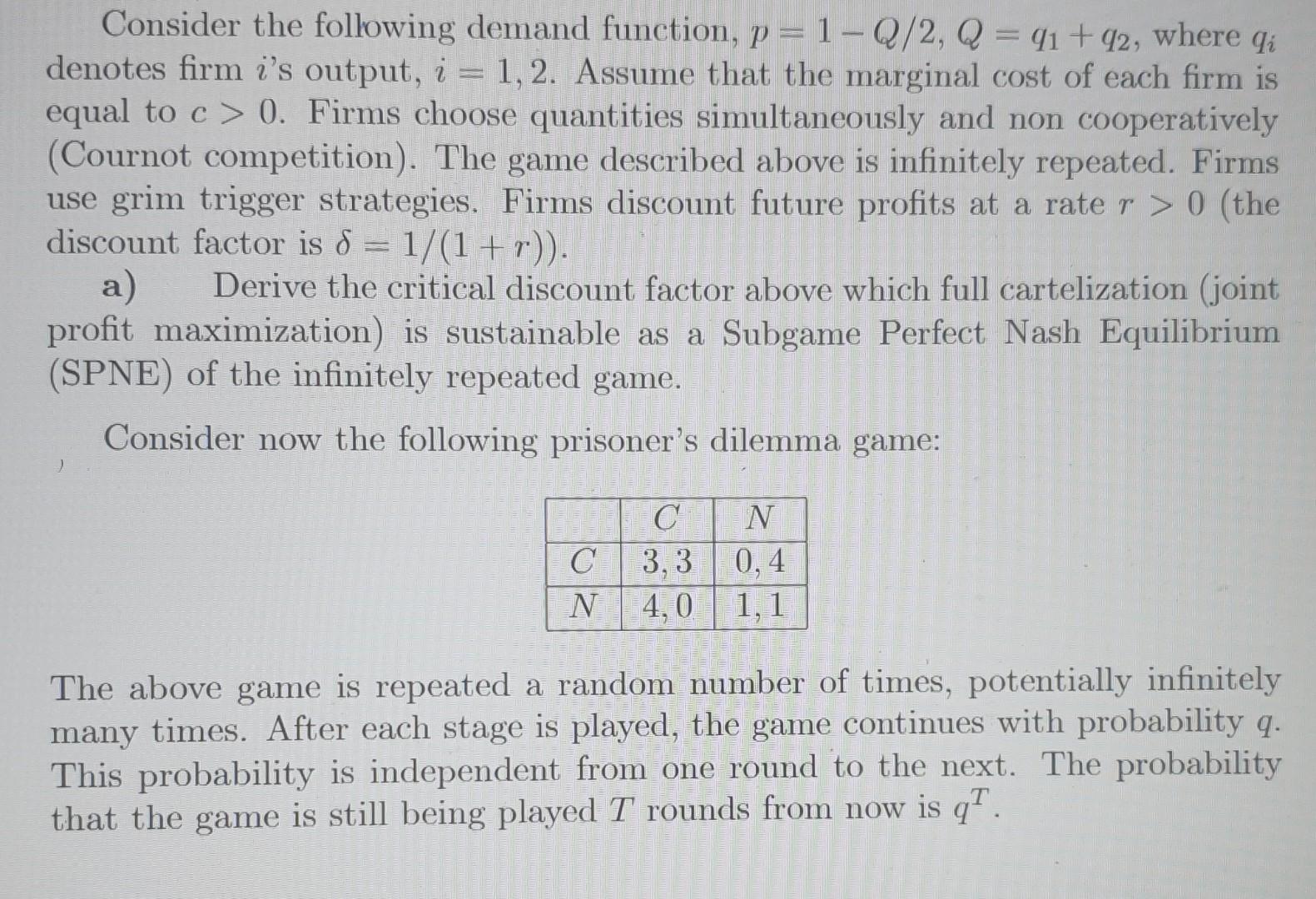 Solved Consider the following demand function, | Chegg.com
