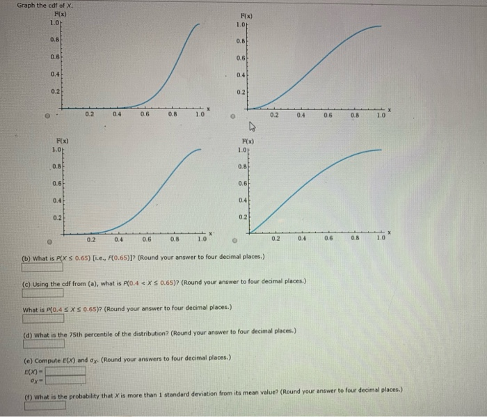 Solved Graph the cdf of x. F(x) 1.0F F(x) 1.01 0.BE 0.6 | Chegg.com