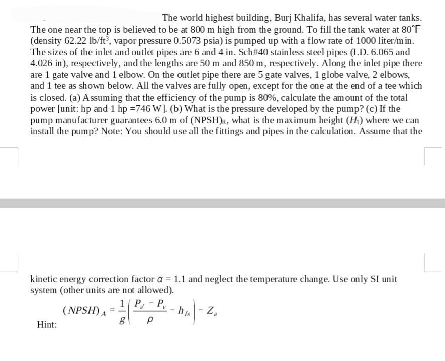 Solved The world highest building, Burj Khalifa, has several | Chegg.com