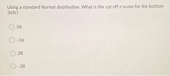 Solved Using a standard Normal distribution. What is the cut | Chegg.com