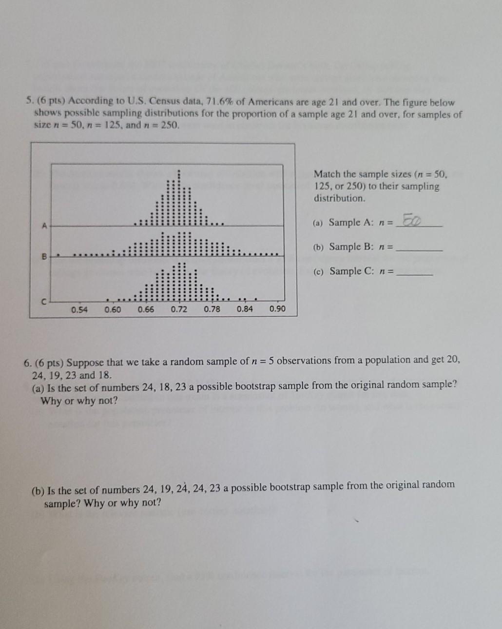 Solved 5. (6 pts) According to U.S. Census data, 71.6% of | Chegg.com