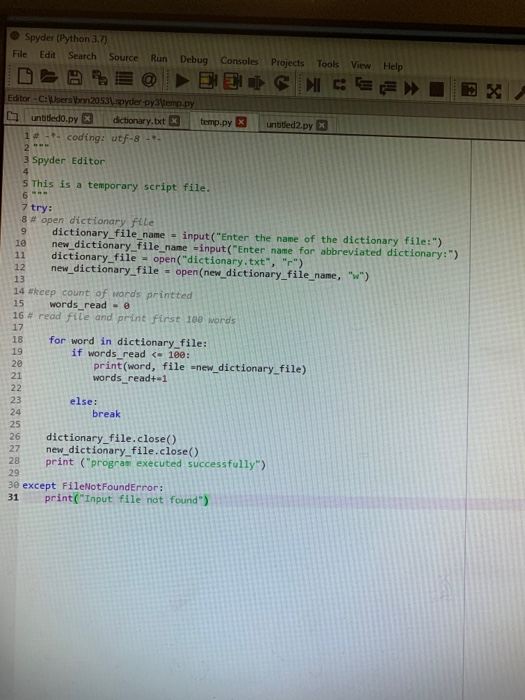 Solved modify this python code to print all the words of the | Chegg.com