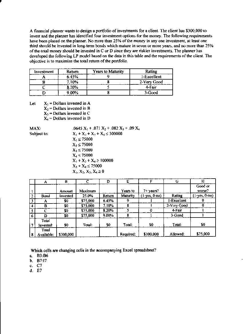Solved A financial planner wants to design a portfolio of | Chegg.com