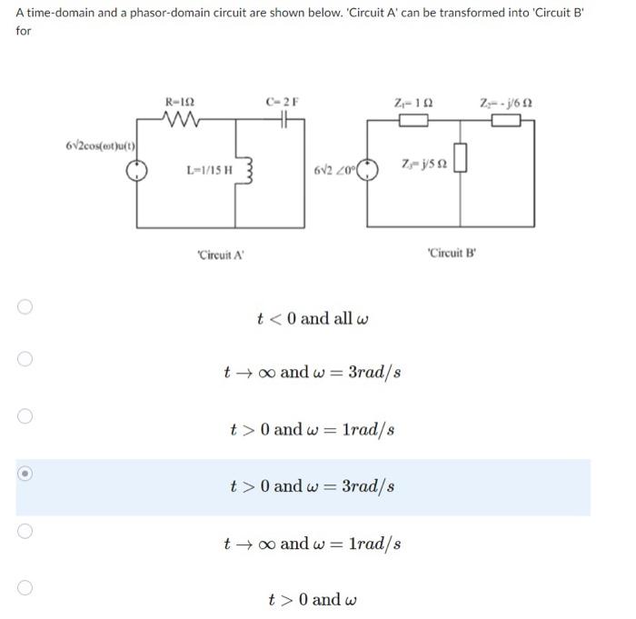Solved A time-domain and a phasor-domain circuit are shown | Chegg.com