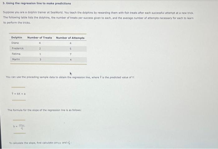 Solved 3. Using the regression line to make predictions | Chegg.com