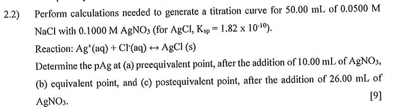 Solved Perform calculations needed to generate a titration | Chegg.com
