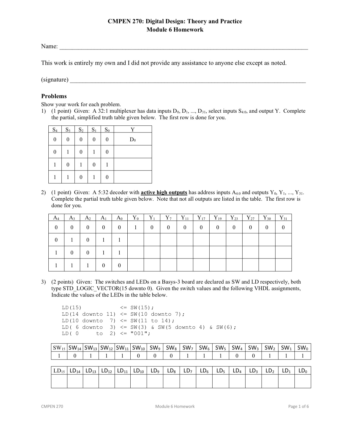 Solved CMPEN 270: Digital Design: Theory and PracticeModule | Chegg.com