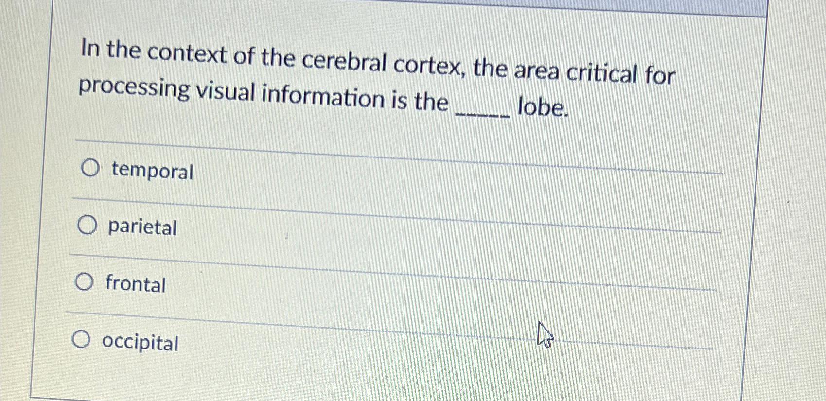 Solved In the context of the cerebral cortex, the area | Chegg.com