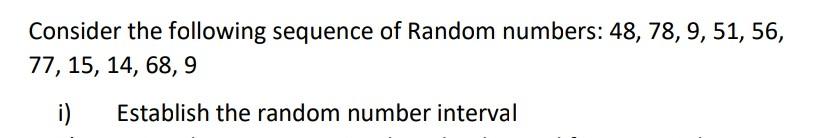 Solved Consider the following sequence of Random numbers: | Chegg.com