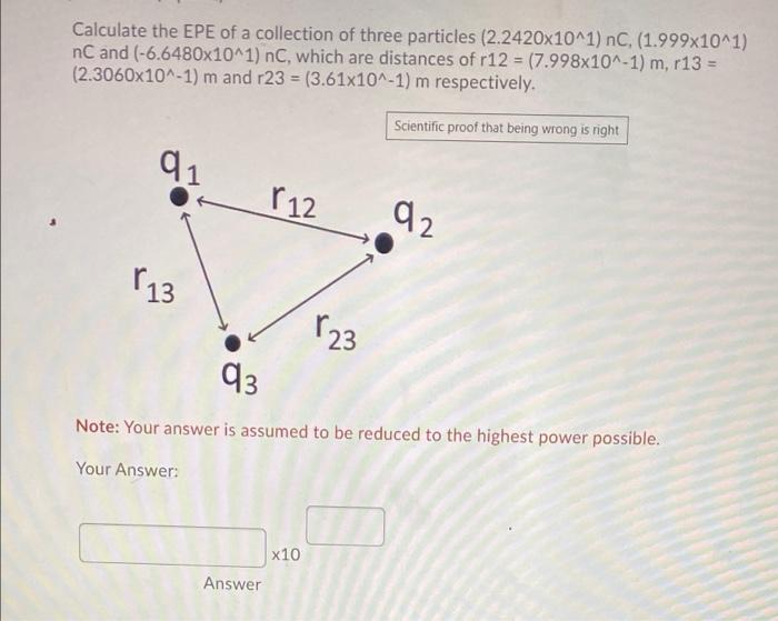 Solved Calculate the EPE of a collection of three particles | Chegg.com