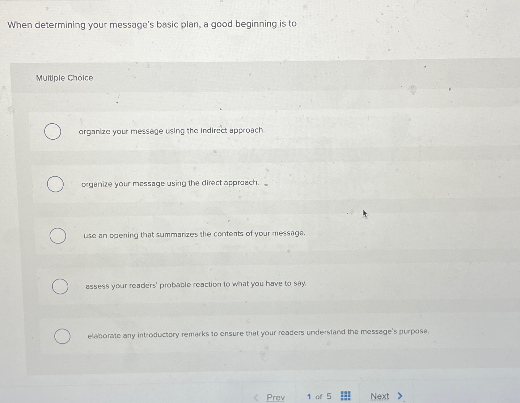 Solved When determining your message's basic plan, a good | Chegg.com