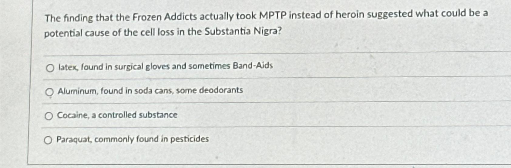 Solved The finding that the Frozen Addicts actually took | Chegg.com