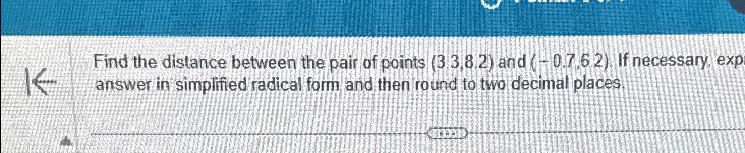 Solved Find the distance between the pair of points | Chegg.com