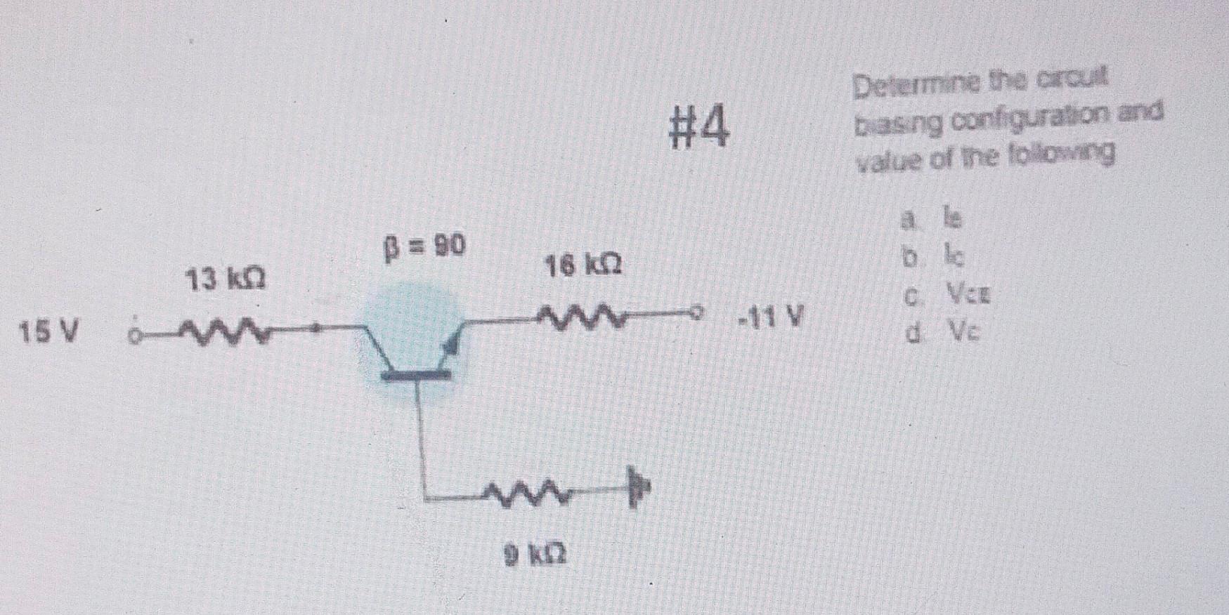 Solved Determine the circuit biasing configuration and value | Chegg.com