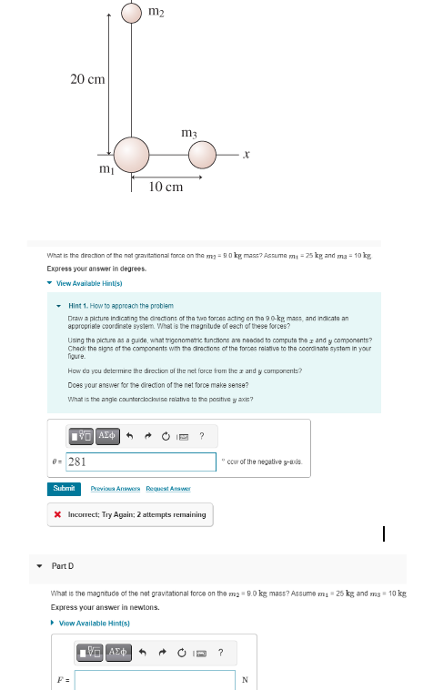 Solved What is the diraction of the net gravitational force | Chegg.com