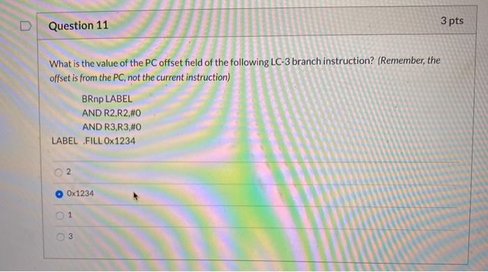 Solved Question 11 3 pts What is the value of the PC offset | Chegg.com